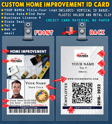 CUSTOM PVC ID Card w/ Clip for HOME IMPROVEMENT. Everything Custom | eBay