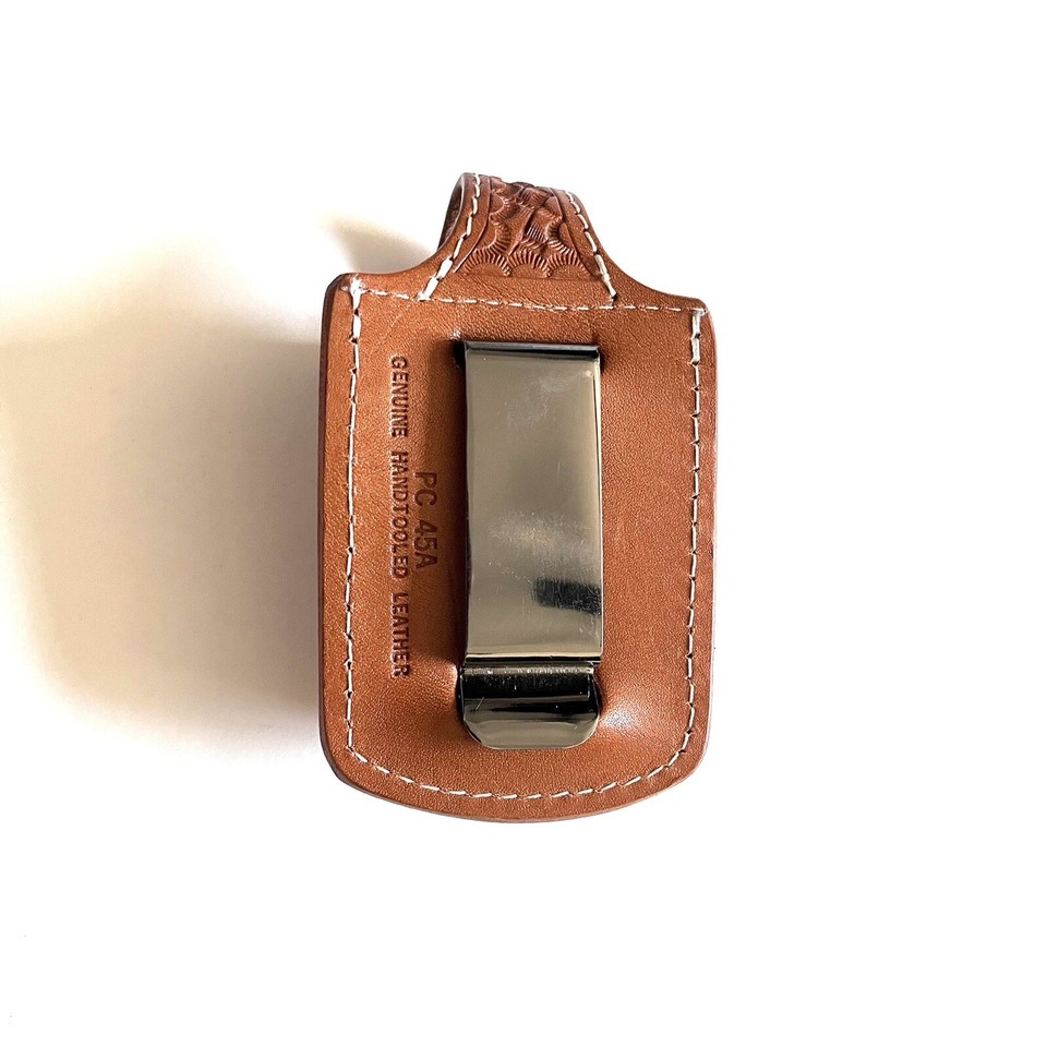 Hand Tooled Leather Cell Phone/Pager Case Concho Belt Clip Holster 4"x ...