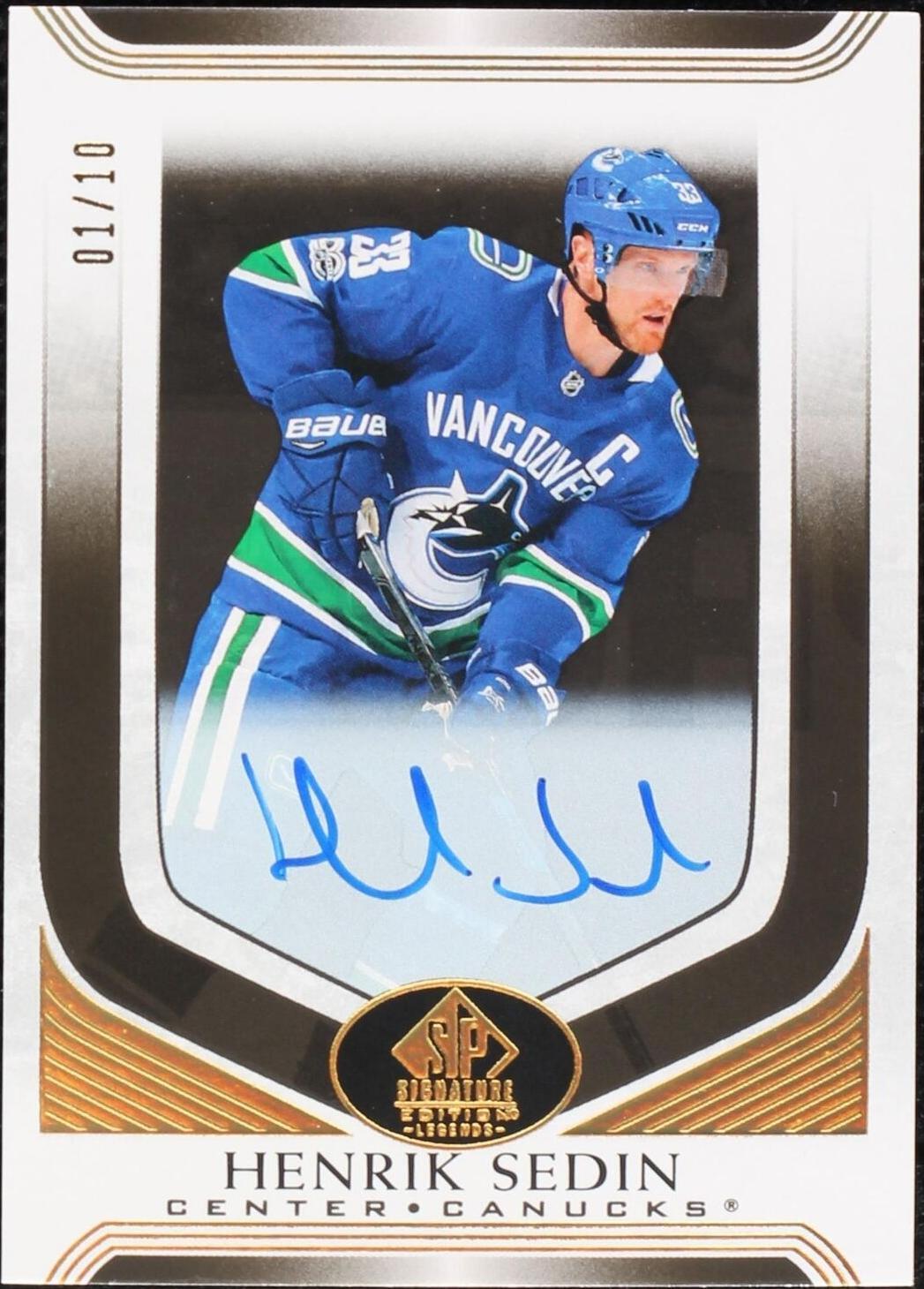 2020-21 Upper Deck SP Signature Edition Legends - Henrik Sedin #3 Black ...