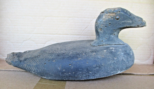 VINTAGE GLASS EYED HAND CARVED DUCK HUNTING DECOY ~ LEECH LAKE ...