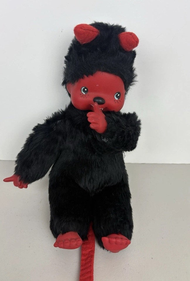 RARE Vintage Monchhichi Red Devil Doll Thumb Sucking East German Plush ...