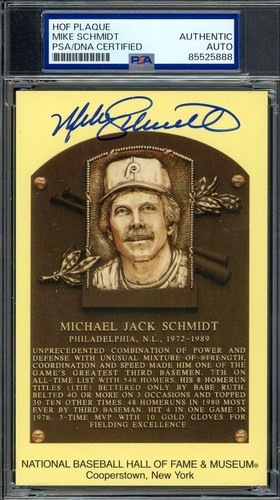 Mike Schmidt PSA DNA Coa Signed Gold Hall of Fame Plaque Postcard ...