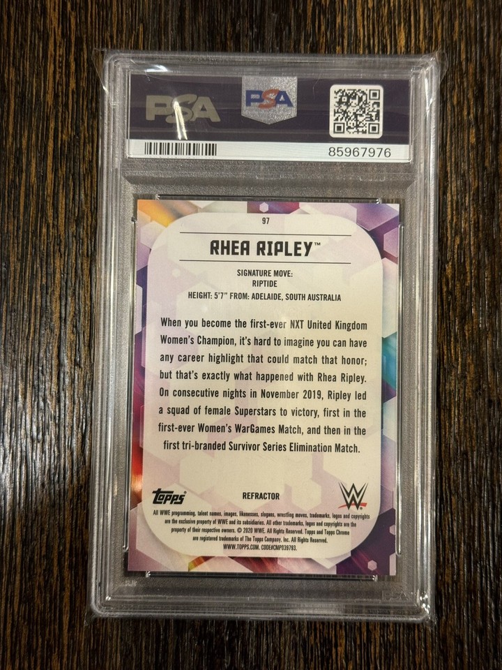 2020 WWE RHEA RIPLEY Rookie Card Topps Chrome Refractor RC PSA 9 NXT | eBay