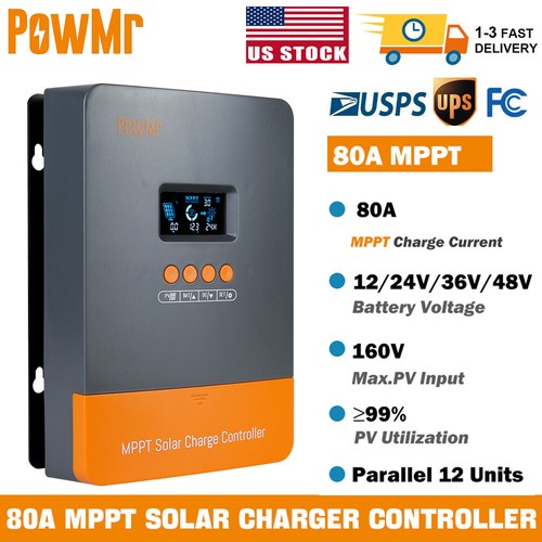 80A MPPT Solar Charge Controller 12V 24V 36V 48V Battery 160VDC ...