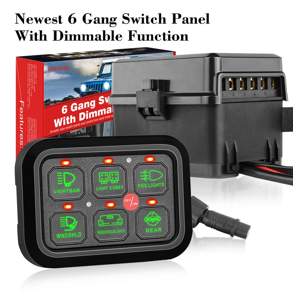 6 Gang Switch Panel Light Control Relay System For Jeep Wrangler JL ...