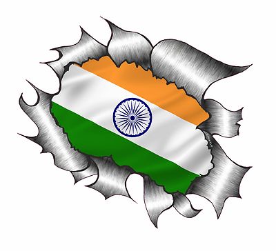 CLASSIC Ripped Open Torn Metal Rip & India Indian Flag Vinyl Car ...