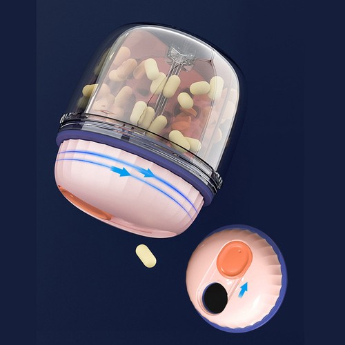 Portable Medicine Tablets Box Rotating Vitamins Dispenser for Long ...