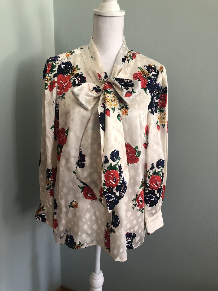 $398 NWT Receipt Tory Burch Printed Silk Bow Blouse Women's sz 8 ...