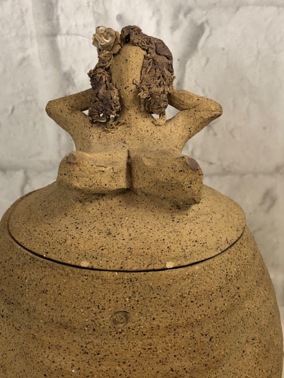 Vintage Folk Art Sugar Pot Sexy Topless Woman Pottery Clay Collectible ...