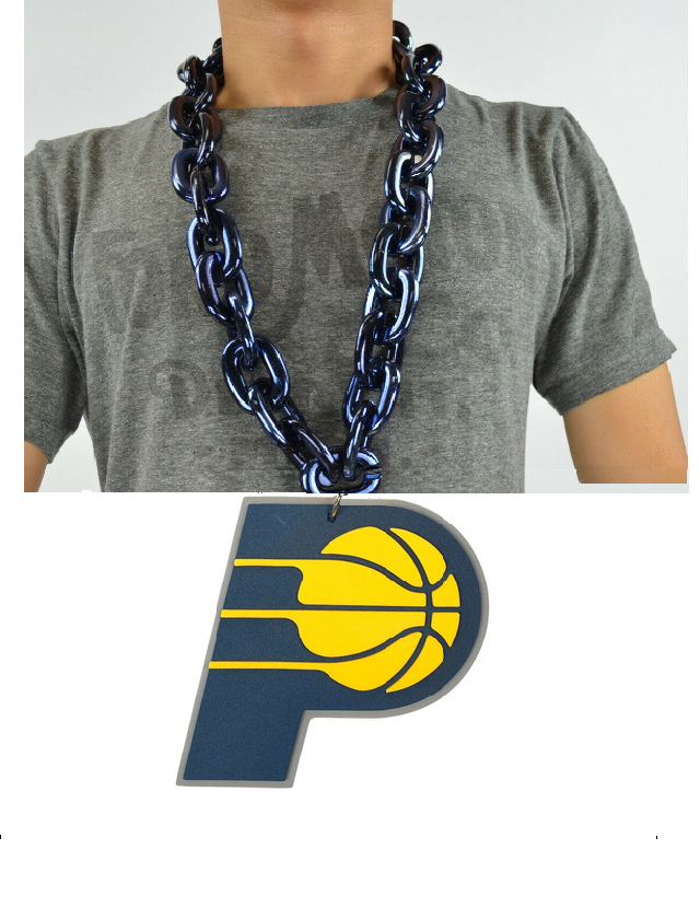 New NBA INDIANA PACERS BIG SPORTS Fan Chain BIG NAVY BLUE Necklace 3D ...