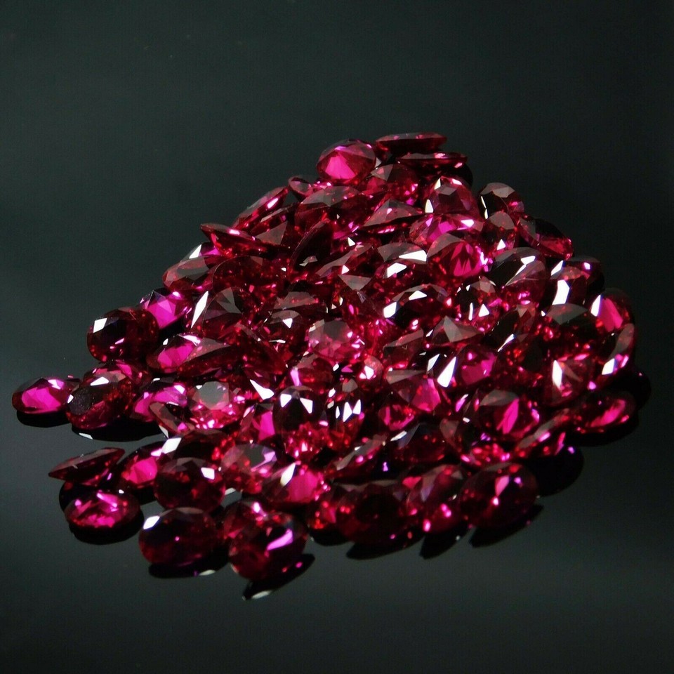 50 pcs Natural Red Ruby Gemstone Certified Mogok Oval Shape 7 x 5 MM ...