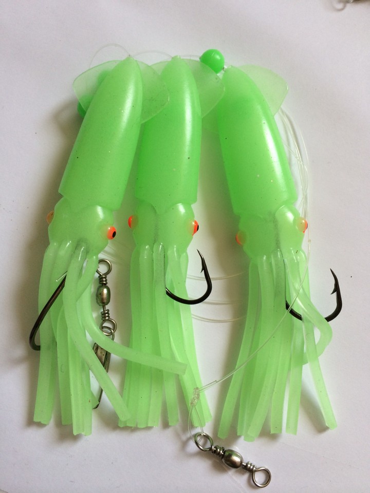 10 pack Huge Squid Cuttlefish Rigs Soft Baits Lures 4/0 Sabiki Sea Bass ...