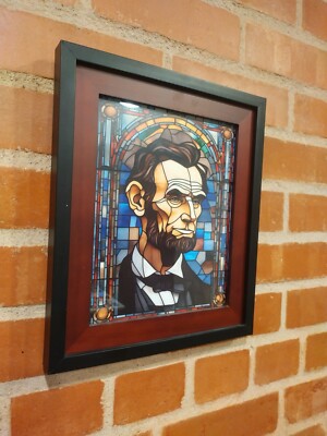 Abe Lincoln Stained Glass Style Framed Art Print By Neon Nicho | eBay