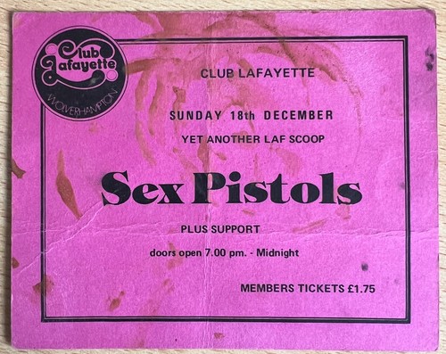 Sex Pistols ORIGINAL 1977 UK Gig Ticket From Paul Cook Signed COA/Full ...
