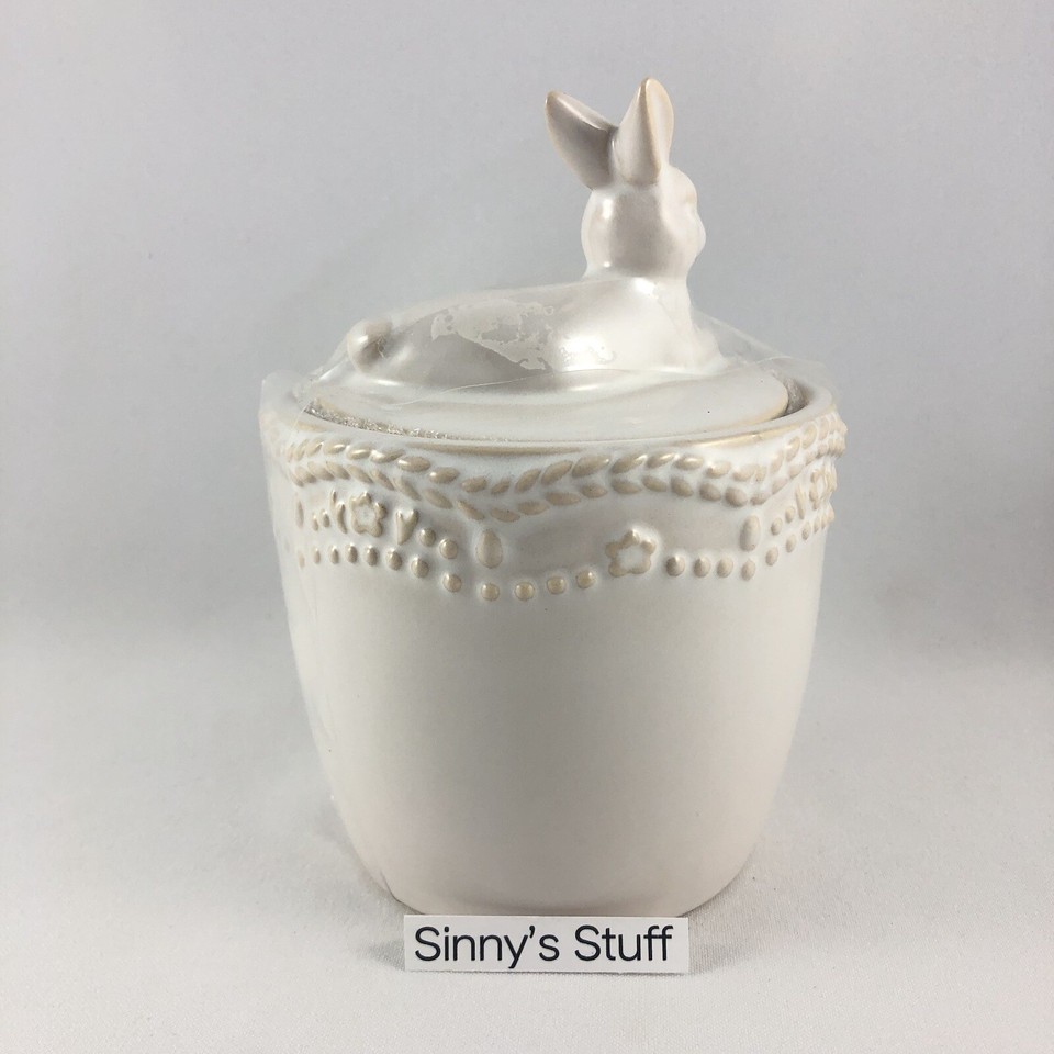 Threshold Easter Bunny Rabbit Canister White Ceramic Bath Kitchen Candy ...