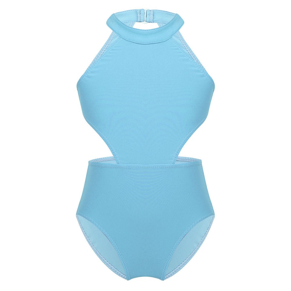Girls Ballet Dance Leotards Gymnastic Unitards Halter Cutout Back ...