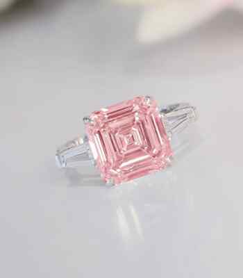 4.50 Ct Asscher Cut Natural Pink Sapphire Diamond Engagement Ring 14K ...
