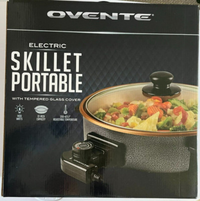Ovente 12" Electric Skillet with Tempered Glass Cover, New in box | eBay