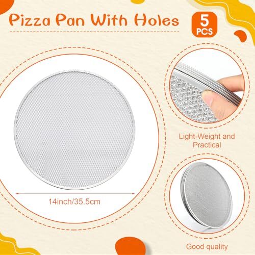 5 Pcs 14 Inch Pizza Pan with Holes Aluminum Mesh Pizza Screen Seamless ...