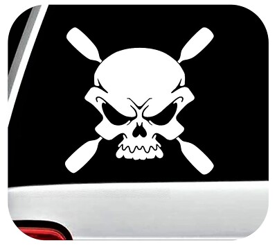 Skull and Crossed Kayak Decal Canoe Sticker Oars Paddles 5.0 Inch BG955 ...
