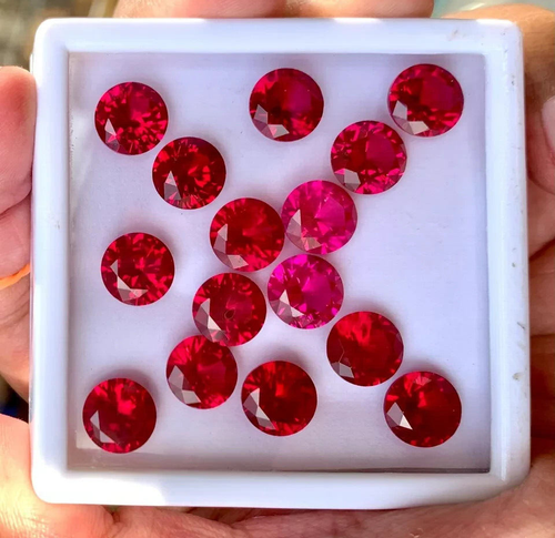 15 Pcs Natural Red Ruby Round Cut 6 mm Loose Gemstone IDGL Certified U1 ...
