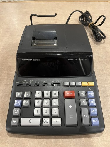 Sharp EL-2196BL 12-Digit Black Desk 2 Color Printing Calculator ...