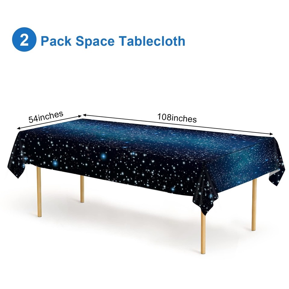 2 Pack Plastic Galaxy Star Space Themed Table Cloth for Birthday Party ...