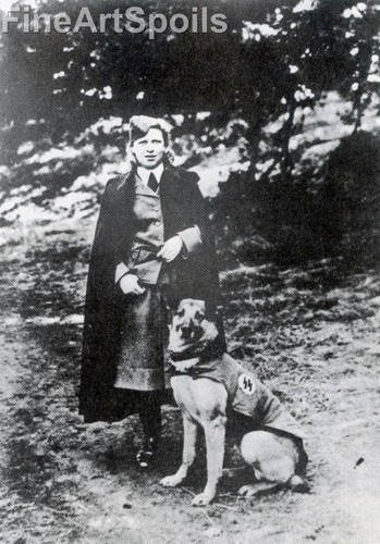 SS Helferin Guard with her German Shepherd Guard Dog, WW2 Photograph ...