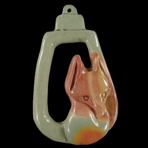 BG16609# Hand Carved Unique Fox Desert Jasper Pendant Bead Gemstone | eBay