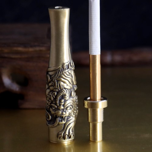 Brass Pixiu Smoking Pipe Tip Carved Filter Reusable Detachable ...