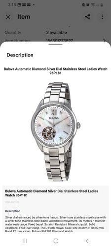 Bulova 96P181 34mm Silver Stainless Steel Women's Wristwatch ...