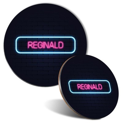 Mouse Mat & Coaster Set Neon Sign Design Reginald Name #352409 | eBay UK