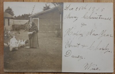 1905 Merry Christmas From Poultry Farm in Dancy WI RPPC Marathon County ...