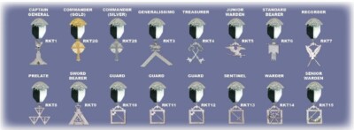 Masonic Regalia Knights Templar Commandery officer jewels pack of 16 ...