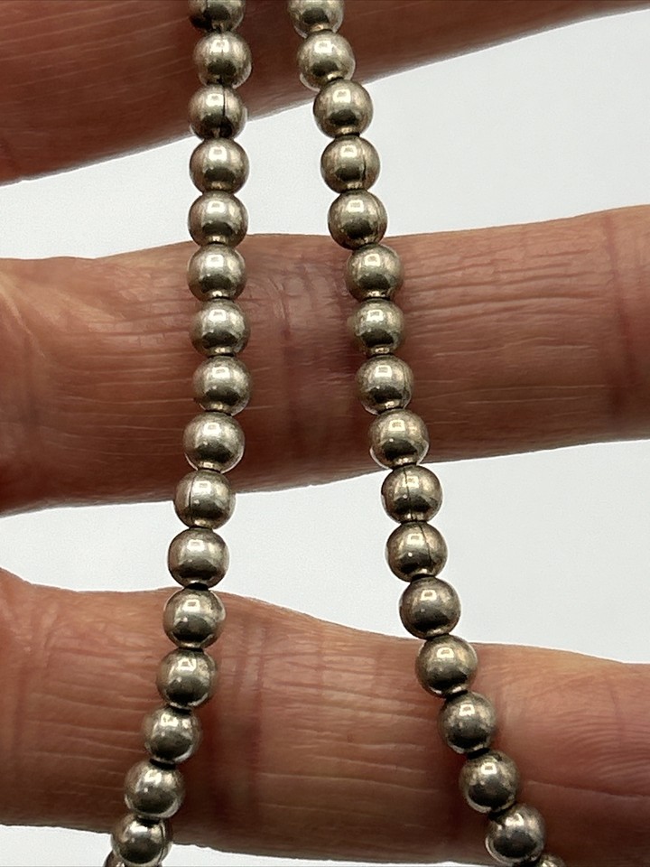 Vtg Sterling Silver 925 Bead Ball Chain Necklace | eBay