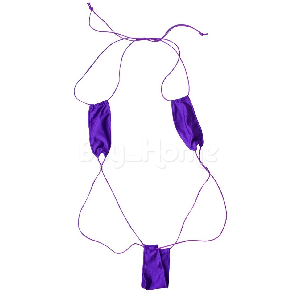 Women Halter Swimsuit Bathing Bra Micro Mini G-String Thong Bikini Suit ...