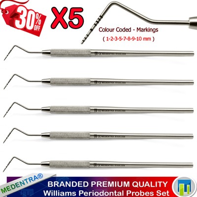 Periodontal Examination Perio Probes Pocket Depth Colour Coated X 5 Lab ...