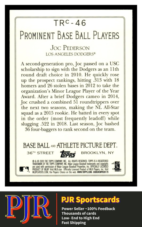 2020 Topps #TR-46 Joc Pederson Los Angeles Dodgers Turkey Red 2020 (Series 2) | eBay