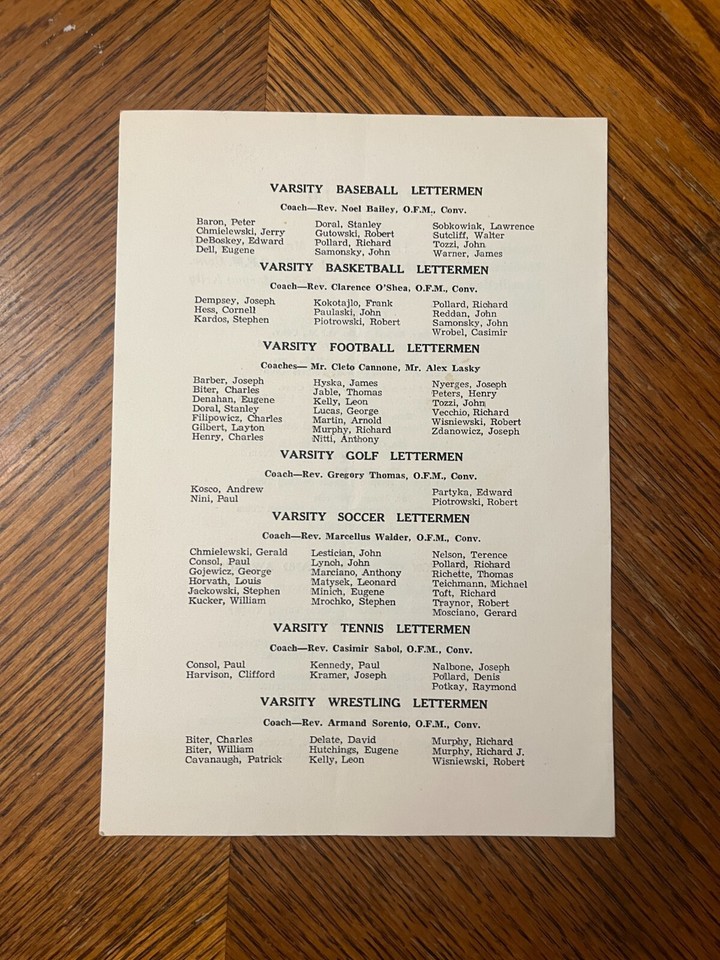 1957 Trenton Catholic Boys HS Sports Banquet Program NJ Ephemera | eBay