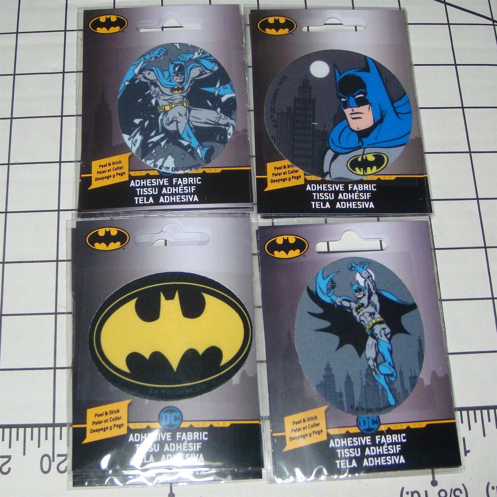 Set of 4DC Comics Batman Ad-Fab™ Peel & Stick Adhesive Fabric Applique ...