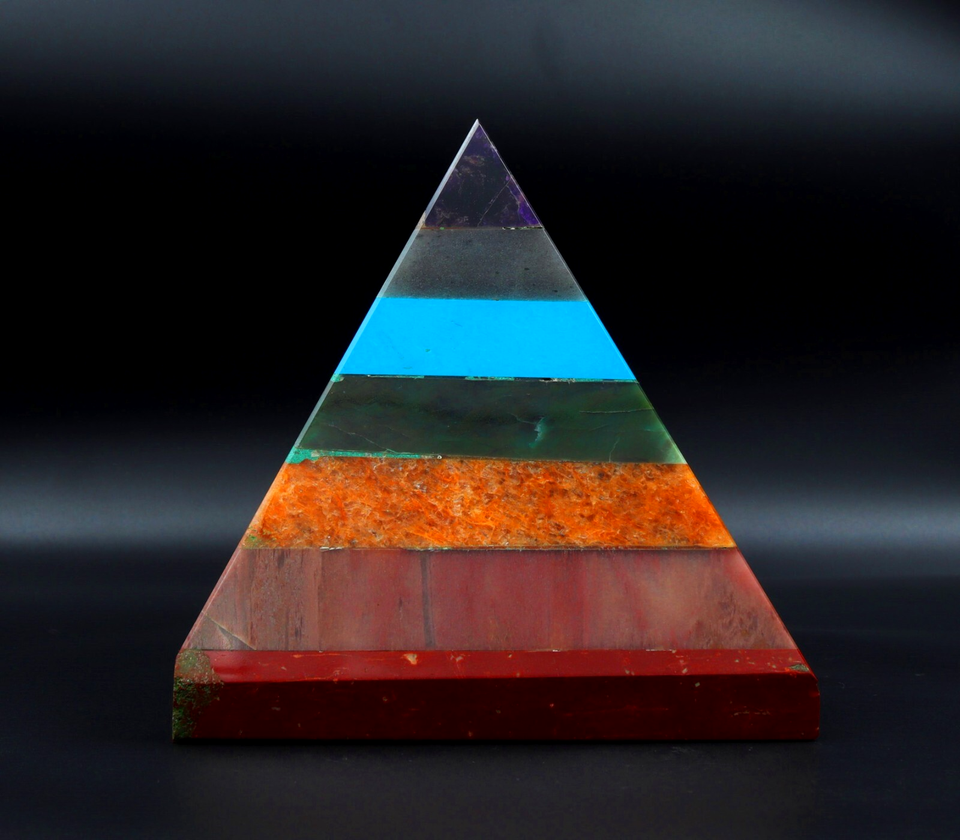 140MM Seven Chakra Gemstone Pyramid Natural Healing Egyptian Spiritual ...