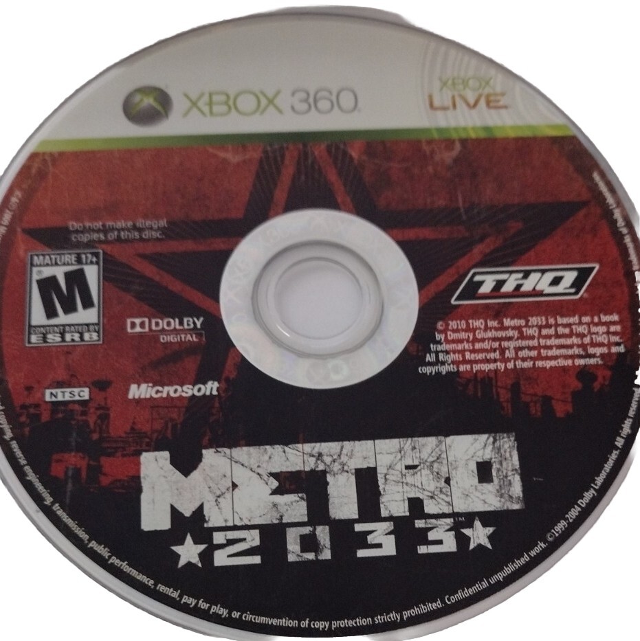 Metro 2033 (Microsoft Xbox 360 disc only, 2010) 752919550854 | eBay