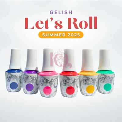 Gelish Summer 2025 "Let's Roll" Gel Polish Full Collection 6pcs (No ...