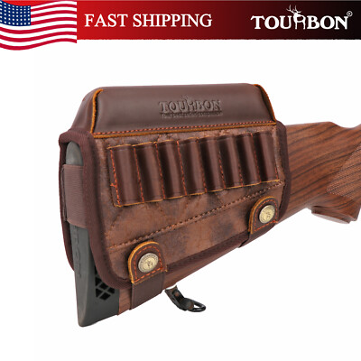 TOURBON PU Leather Cheek Riser Rest Rifle Buttstock Holder 308 WIN Ammo ...