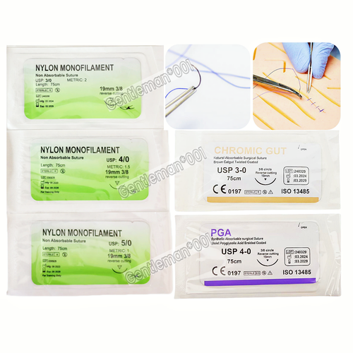 Dental Surgical Sutures Nylon Monofilament Reverse Cutting Sterile USP ...