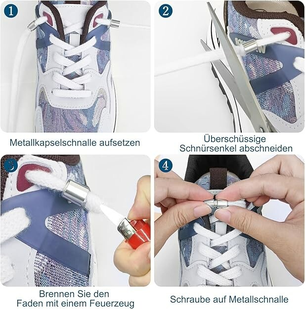 24x Elastic Laces Clasp Metal Capsule Laces Buckle No Tie Shoelaces ...