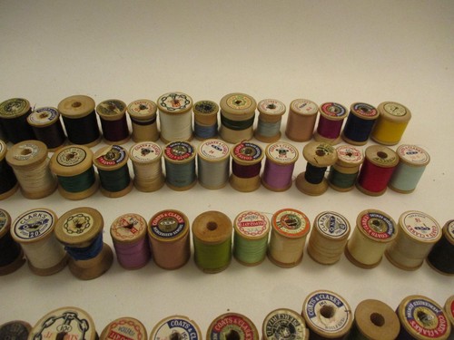 Huge Lot 175+ Coats and Clark Antique Vintage Sewing Thread Wooden Wood ...
