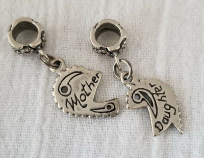 SJC Sterling Silver Mother Daughter Set European Slide Charms | eBay