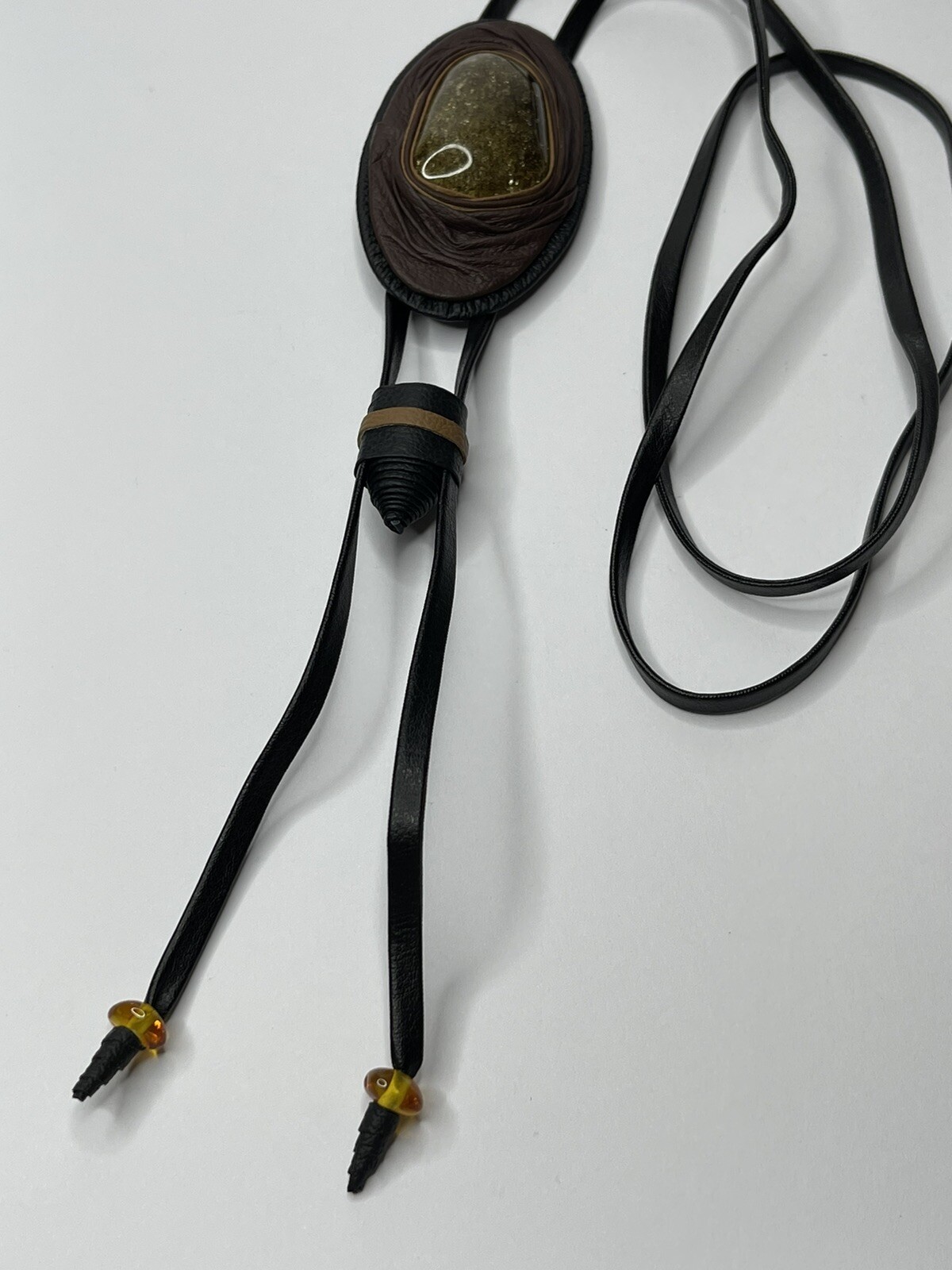 Genuine AMBER LEATHER Bolo Tie.Leather Bolo Tie Necklace for men.Amber ...