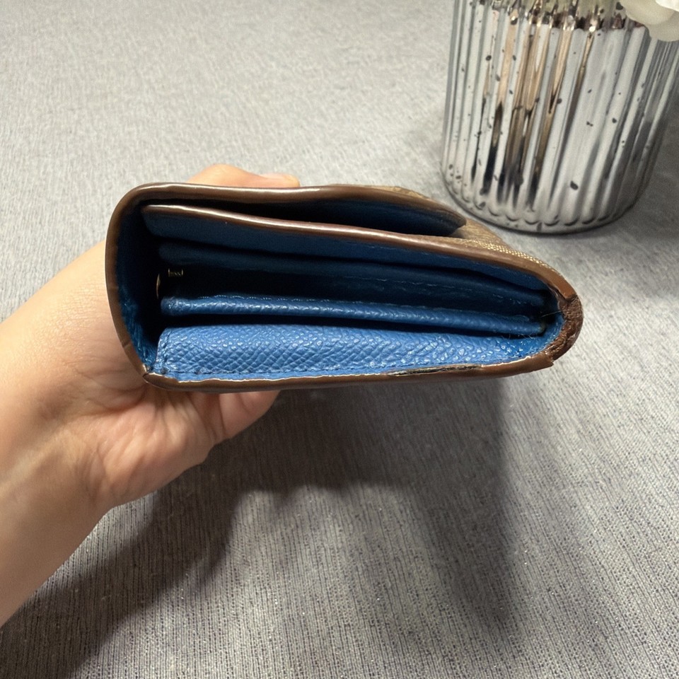 COACH Signature PVC Slim Envelope Wallet With Pouch Khaki/ Teal Retail ...